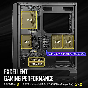 Antec DF700, Mid Tower Computer Case, ATX Gaming Case, USB3.0 x 2, 360 mm Radiator Support, 3 x 120 mm ARGB, 1 x 120 mm Reverse & 1 x 120 mm Fans Included