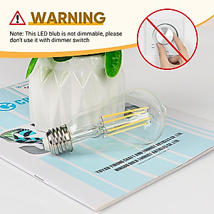 WIHTU LED Edison Light Bulbs, Vintage 6W LED Bulb 60W Equivalent, St58 4000K Daylight Soft White, Bright LED Filament Bulb with CRI 85+, E26 Standard Base, 900LUM, Non-Dimmable, Clear Glass, Pack of 4