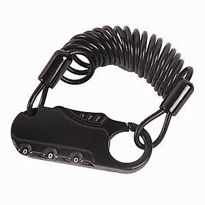 Doppy Helmet Lock Helmet Bike/Motorcycle Lock Cable Anti-Theft Bicycle Locks Combination Lock Cycling Cable Lock(Black)