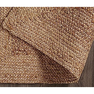 Jute Braided Natural Rug 2’X3' -Natural Linen Colour, Hand Woven & Reversible for Living Room Kitchen Entryway Rug, Jute Burlap Braided Rag Rug 24x36 inch, Farmhouse Rag Rug, Rustic Rug