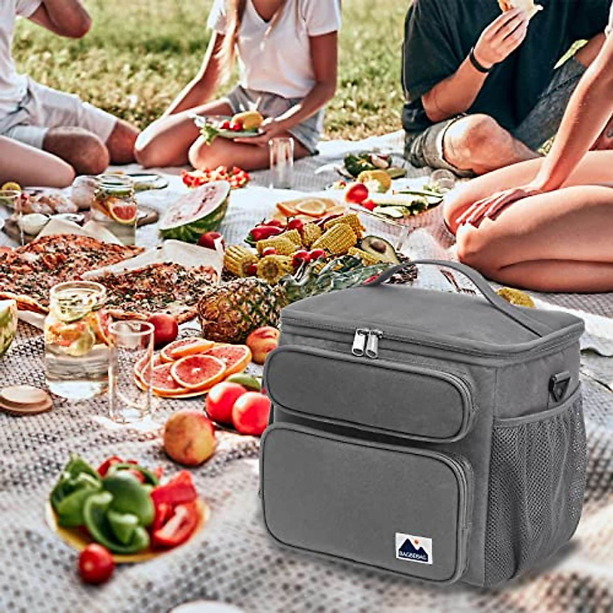 BAGBEBAG Lunch Bag for Men Women, Insulated Lunch Bag Women Man, Adult Lunch Box for Men Women, Large Lunch Bag for Office Work Picnic, Leak Resistant Cooler Bag, 24-Can,14L (Gray)