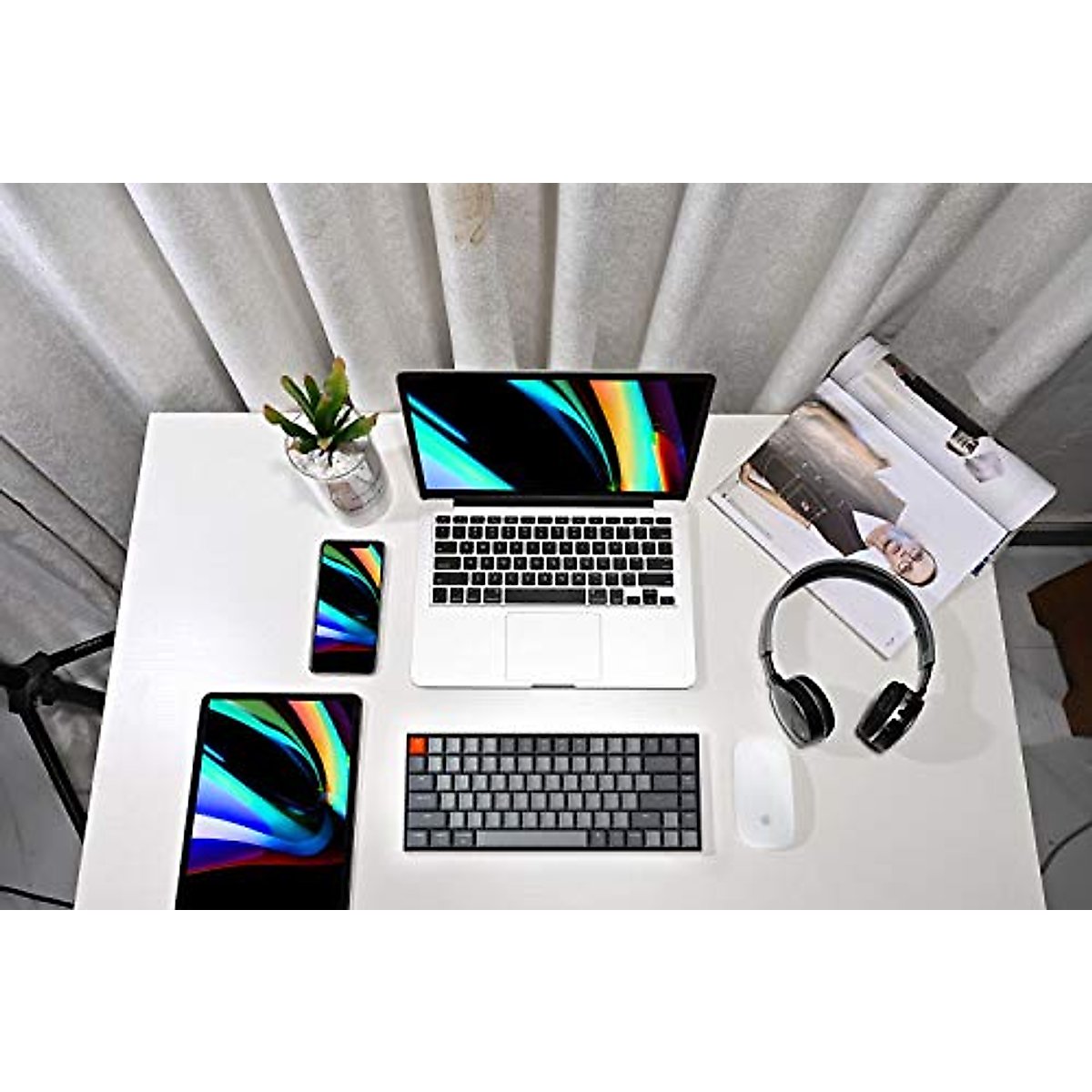 Keychron K2 75% Layout RGB Bluetooth Wireless Mechanical Keyboard with Gateron G Pro Red Switch/Anti Ghosting/N-Key Rollover, Compact 84 Keys USB Wired Gaming Keyboard for Mac Windows-Version 2