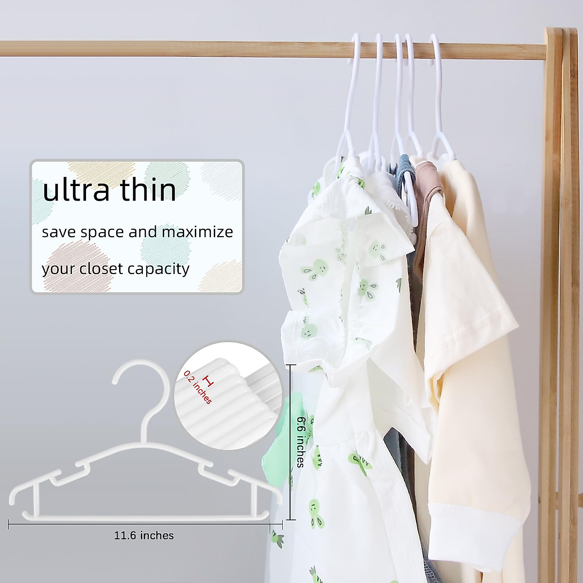 Plastic Kids Hangers Baby Hangers 60 Pack White Baby Clothes Hangers Bulk Kid Hangers Toddler Hangers Infant Hangers for Closet