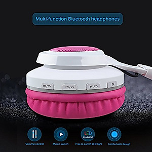 2 Packs Riwbox WT-7S Kids Headphones Wireless, Foldable Stereo Bluetooth Headset with Mic Compatible with PC/Laptop/Tablet/iPad Pink&White