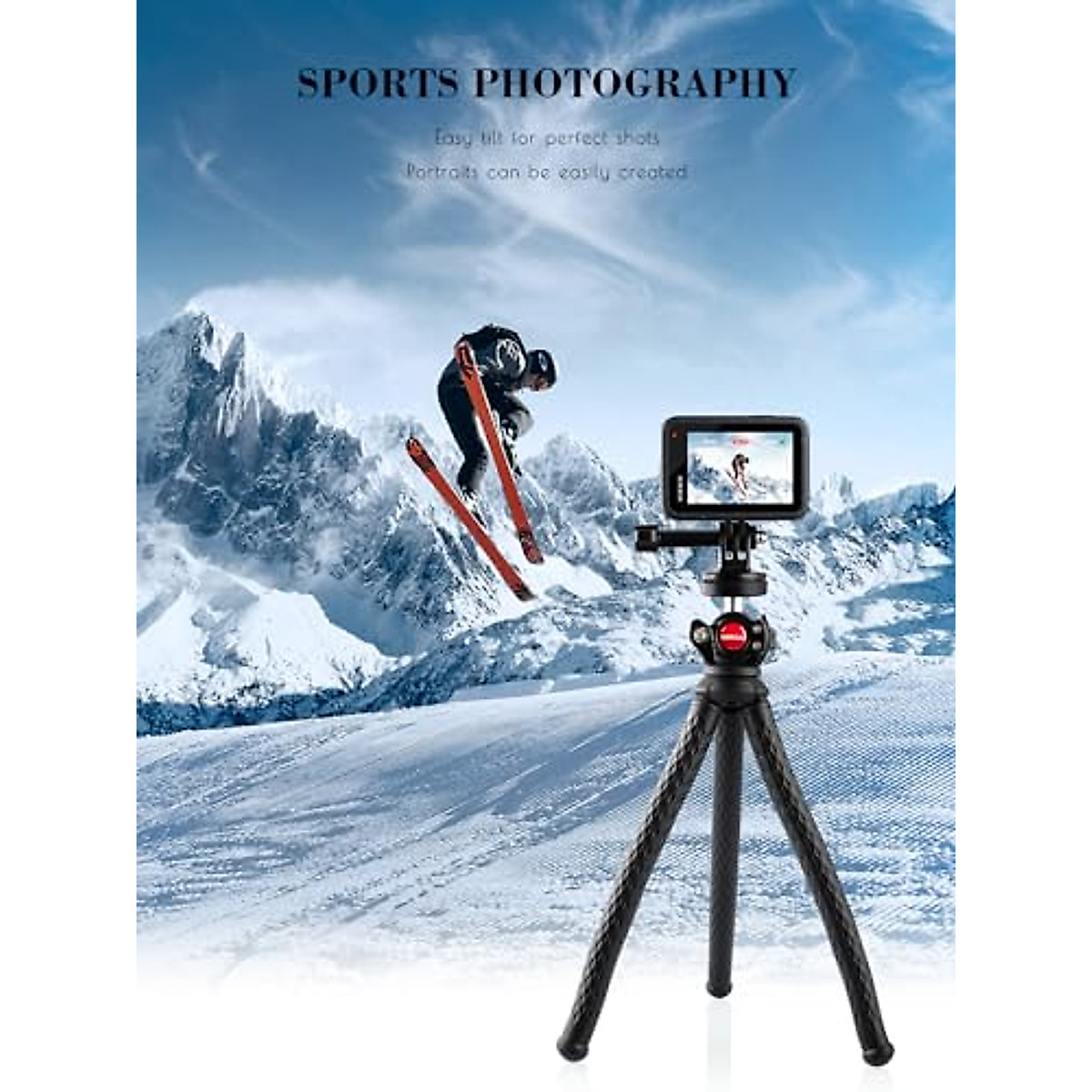 Lammcou Flexible Action Camera Tripod for GoPro Hero 11 10 9 8 Insta360, Bendable Small Mini Action Camera Gorrila Tripod - Perfect for Travel and Adventure