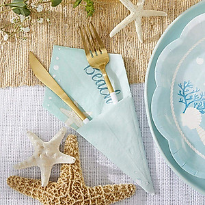 Kate Aspen Beach Themed Wedding Napkins, Thick Decorative Dinner Napkins, Luncheon Serveware, Perfect for Wedding Reception Or Bridal Shower, Turquoise, 1 Count (Pack of 30)