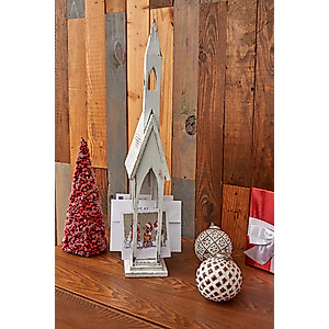GALLERIE II 24" Rustic White Church Christmas Card Distressed Wood Mail Holder Xmas Festive Winter Holidays Table Tabletop Seasons Greetings Family Spiritual Wooden Home Decor Decoration Cream