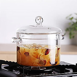 AEFPOYMXU Glass Pots for Cooking with Lids Saucepan with Cover Simmer Pot Heat-Resistant Glass Stovetop Pot And Pan with Lid, Soup, Milk, Baby Food