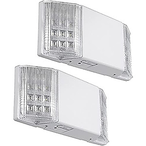 TORCHSTAR LED Emergency Lighting, Commercial Emergency Lights with Battery Backup, UL Listed, Two Heads, AC 120/277V, Hardwired Emergency Exit Light Fixture for Business, Home Power Failure, Pack of 2
