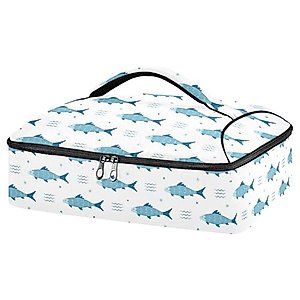 Kcldeci Insulated Thermal Food Carrier Insulated Casserole Carrier for Hot or Cold Food,Cartoon Fish Sea Life Insulated Tote Bag for Potluck Cookouts Parties Picnic,Lasagna Lugger