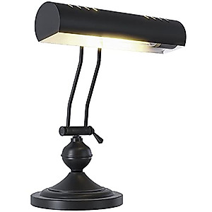 Home Intuition Classic Antique Retro Adjustable Leaning Piano Lamp Banker Desk Light (Matte Black)