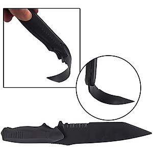 ESH7 Tactical Rubber Knife Military Enthusiasts Funning Cosplay Toy Sword Training Props War Game Knife Dagger Blade Rubber Fake Knives with Scabbard/Sheath