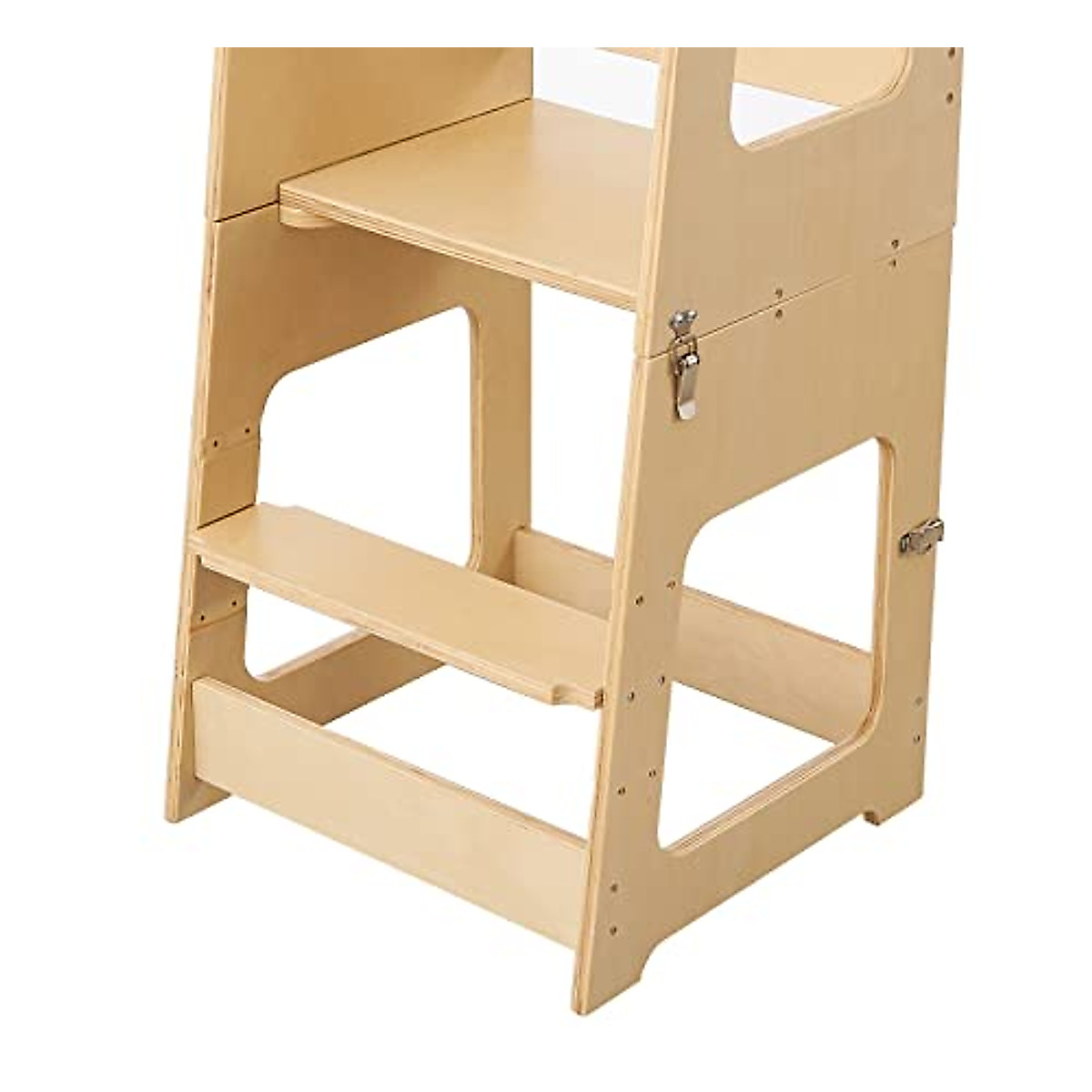 UNCLE WU Foldable Kitchen Step Stool for Toddlers -Children Learning Step Tower - Safety Stand Tower in Bathroom - Kid's Step Stool with Studying Table (Natural)