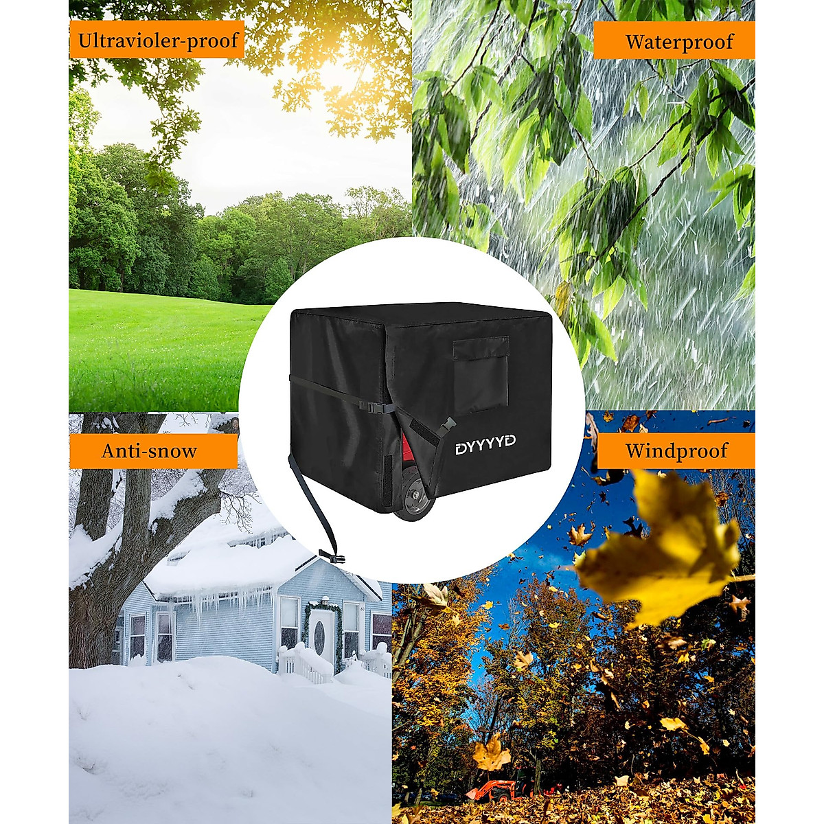 DYYYYD Generator Cover, Outdoor Heavy Duty Generator Covers Waterproof 32 Inch - 600D ,Cover Fit for DuroMax, Westinghouse, Champion, Predator, Honda Portable Generators of 5000-10000W