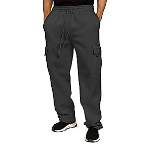 Stretch Work Hiking Outdoor Elastic Waist Pants with 5 Pockets Men's Cargo Pants, Classic Straight Trousers, Elastic Waist Joggers Pocket Sports Fitness Sweatpants, ZX221201828 Black