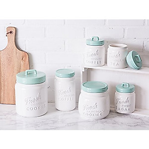 DII Kitchen Accessories Collection Ceramics, Jar Canister Set, Aqua, 3