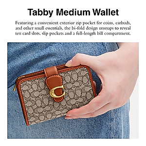 Coach Women's Mini Signature Jacquard Tabby Medium Wallet, B4/Cocoa Burnished Amb, One Size