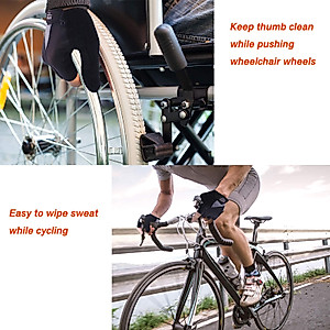 SCAVOR Padded Fingerless Mountain Biking Mesh Gloves - for Men Women Boys with Full Thumb Half Finger - Pefect for Sport Bike Fishing Cycling Wheelchair Use (Navy, Large)