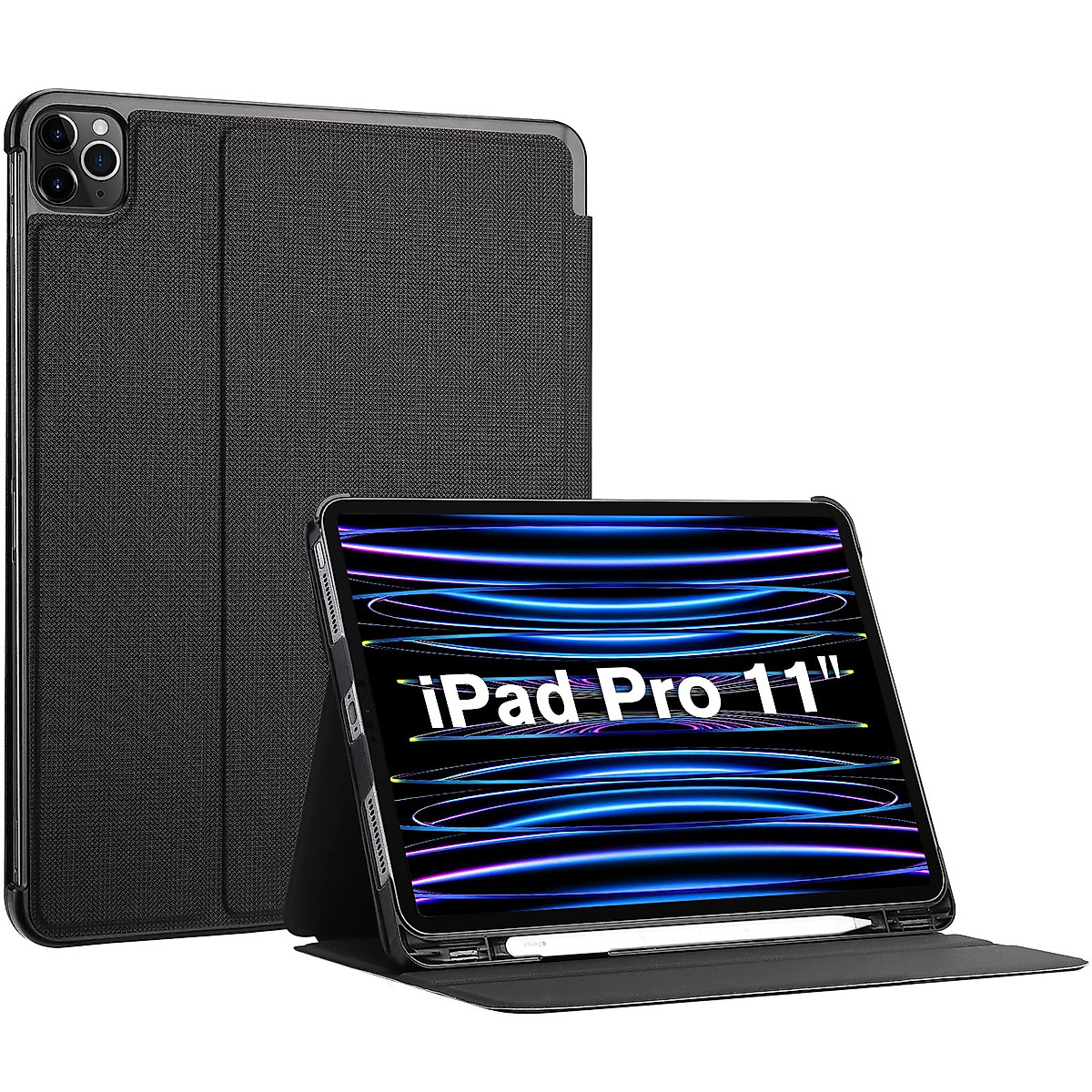 ProCase iPad Pro 11 Inch Case 2022 2021 2020 2018, Slim Stand Protective Folio Case Smart Cover for iPad Pro 11" 4th 3rd 2nd 1st Gen - Black