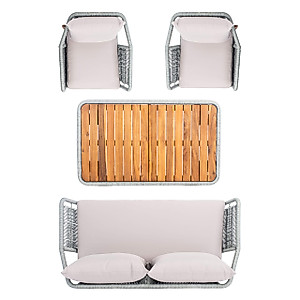 Safavieh Outdoor Collection Raldin Grey Rope 4-Piece Patio Set