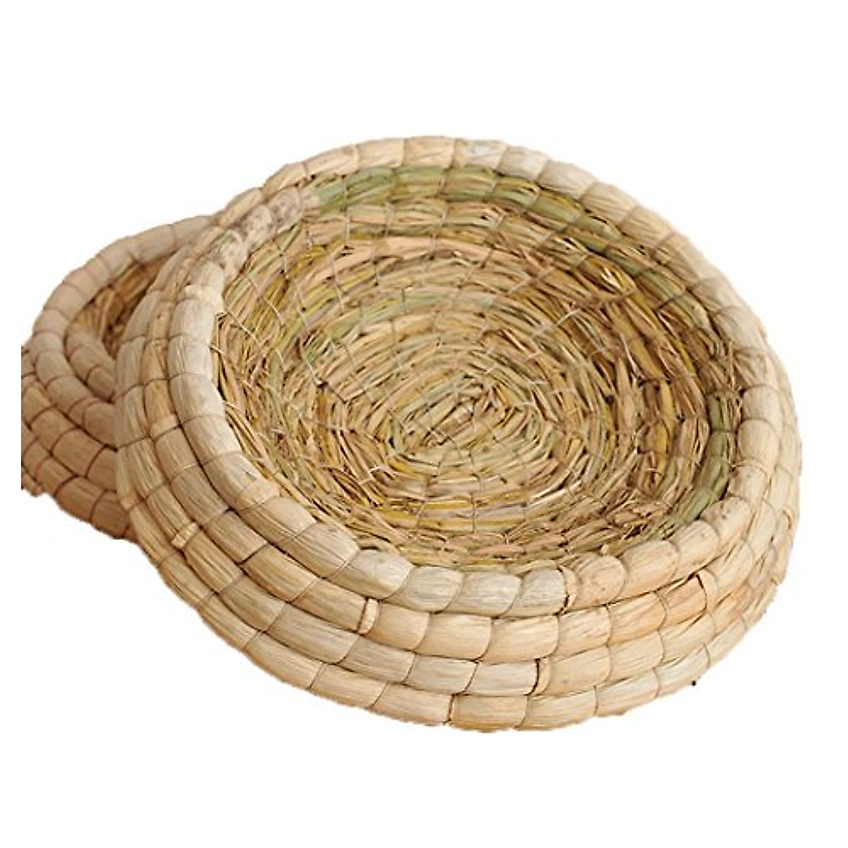 Handwoven Straw Bird Nest Cage for Parrot Macaw African Greys Budgies House Hatching Breeding Cave Also for Dove Hamster Gerbil Chinchillas (L)