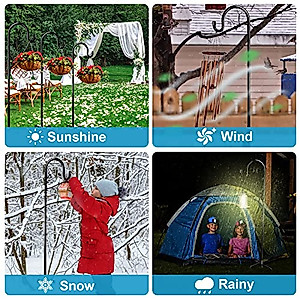 PTNITWO Outdoor Shepherd Hook 63 Inch, Adjustable Heavy Duty Bird Feeder Pole,2 Packs, Metal Garden Holder for Hanging Plant Basket, Lantern, Wind Chime, Weddings Decor (Black) (63 inch)