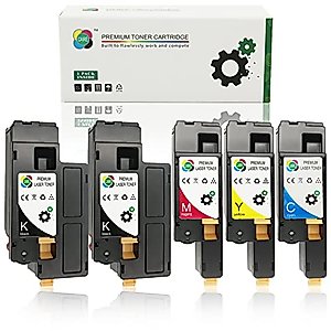 CAIRE Compatible Dell E525W E525DW E525 Toner Cartridge, Toner Cartridges Replacement for Dell E525W Color Laser Printer for 593-BBJX 593-BBJU 593-BBJV 593-BBJW (Black*2 Cyan Magenta Yellow, 5 Pack)