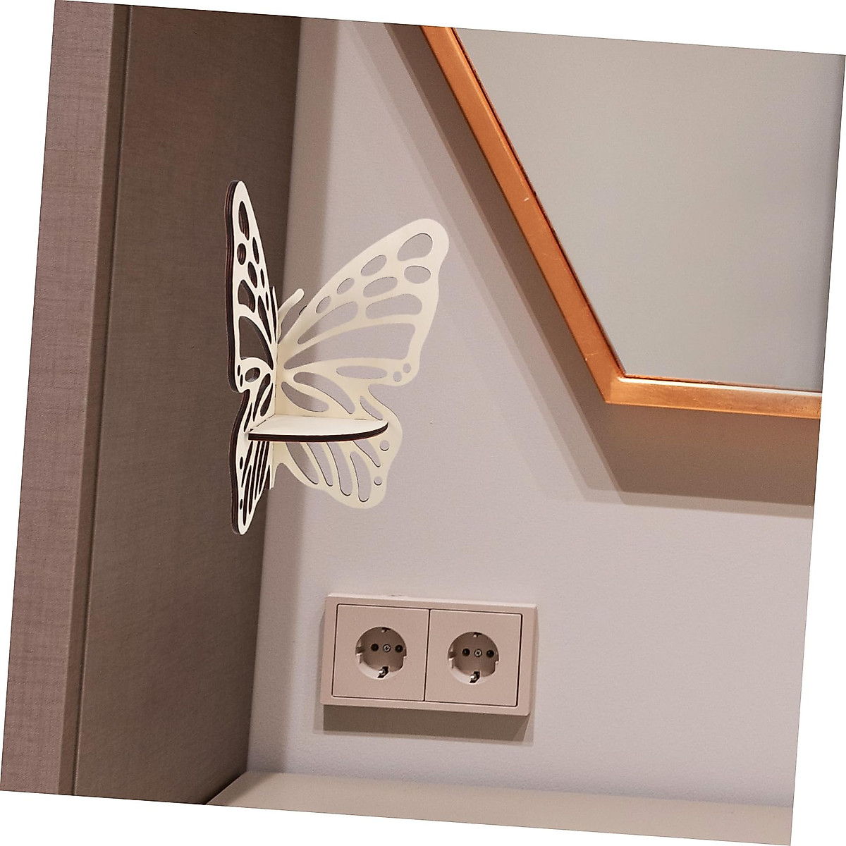 Ciieeo Wooden Butterfly Floating Shelf Ledge Delicate Books Display Rack Hanging fine Bookshelf Bohemia Books Display Wall Shelf Stand Pendant Crystal Stone Accessories