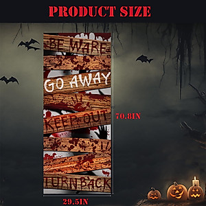 Halloween Door Cover Halloween Door Decorations Scary Halloween Decorations Horror Shadowy Figure Bloody Handprint Halloween Door Covers