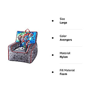 Idea Nuova Marvel Avengers Toddler Nylon Bean Bag Chair with Piping & Top Carry Handle, Large