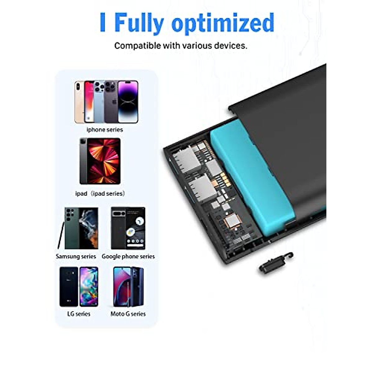 OHZHAO Portable Charger Power Bank 26800mAh, (Upgrade Large Capacity Battery) with Dual Input Ports Support Dual Fast Charging, 2 USB Ports for iPhone, iPad, AirPods, Samsung,Android and More,Black