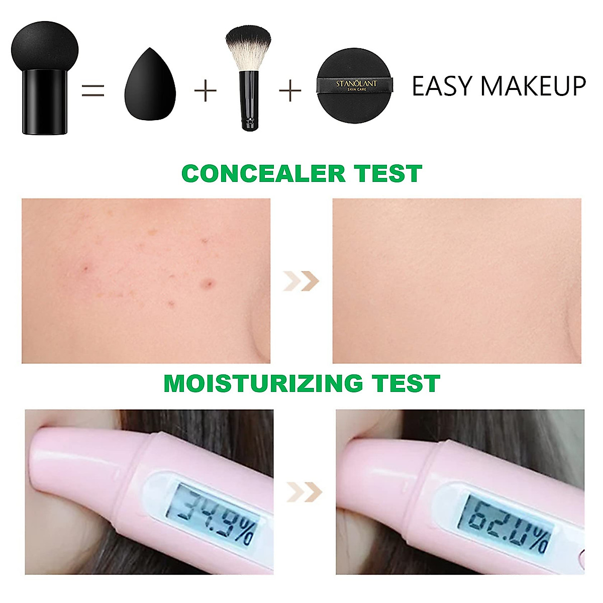 QIUFSSE Mushroom Head Air Cushion CC Cream Foundation, Mushroom Head Foundation BB Cream Makeup Foundation Concealer Brighten Long-lasting Oil Control and Moisturizing-Natural