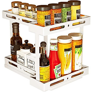 MDHAND Rotating Spice Rack Organizer, Multi-function Spice Rack Organizer For Cabinet, Kitchen Double Layer Rotating Spice Rack Organizer Cabinet/Pantry Wall/Countertop