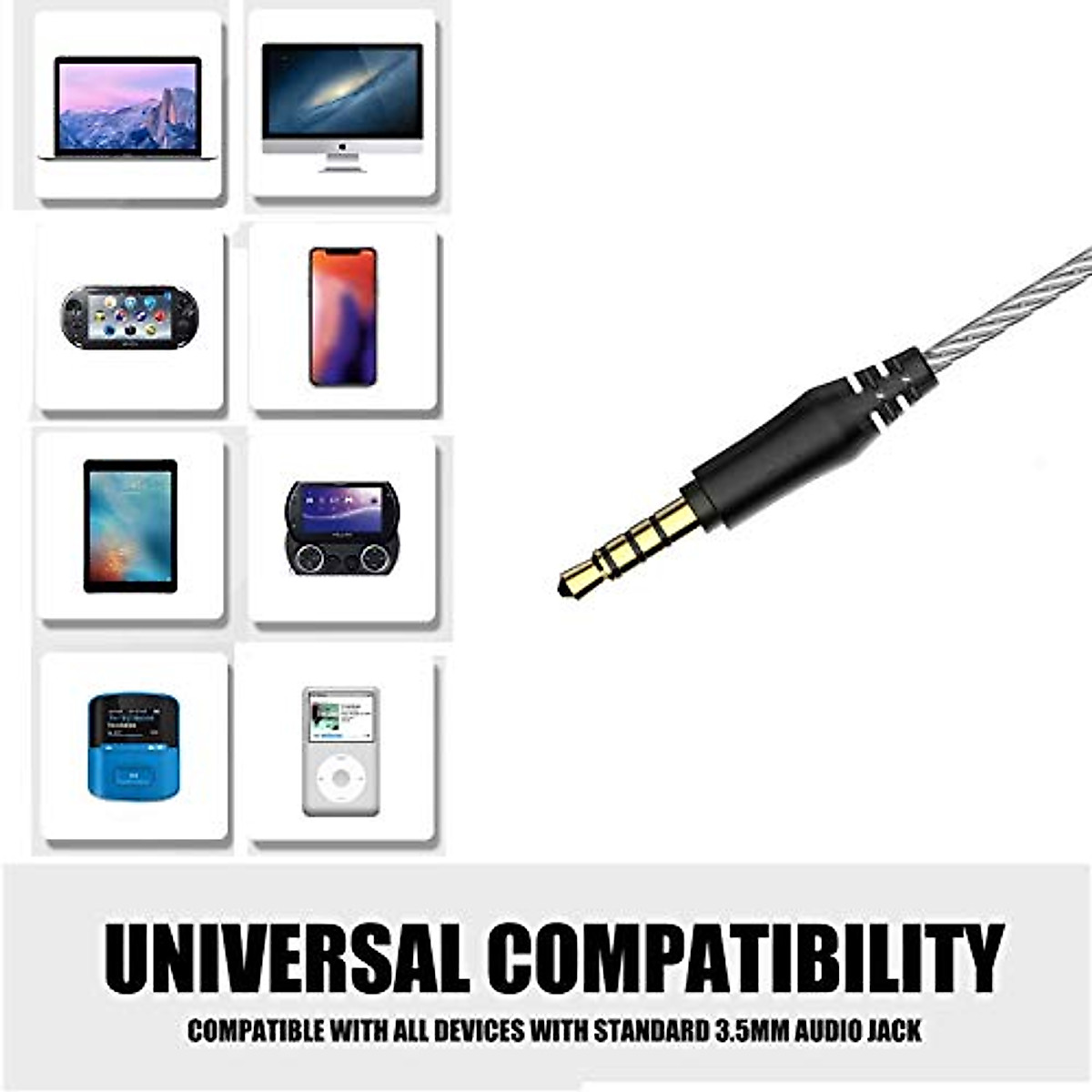 LTXHorde Earbud Wired Headset Soundproof Sweatproof Three Drive Unit Stereo Earbuds with Microphone Suitable for 3.5mm Audio Interface Devices (Electroplating Silver)