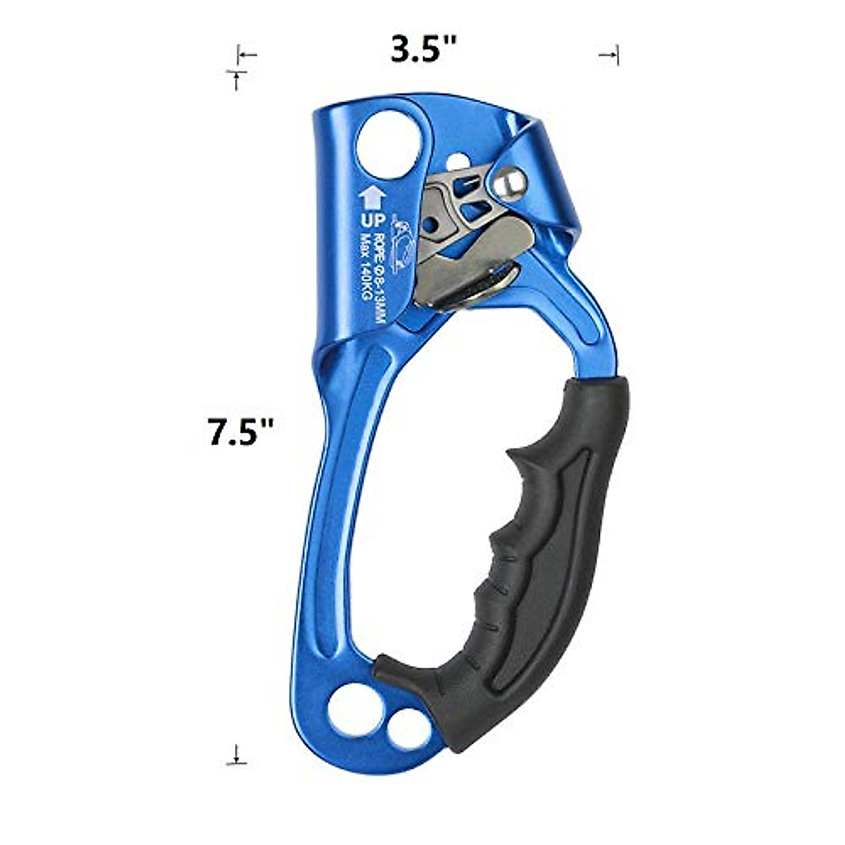 SZCQ SRT Climbing Equipment Hand Ascender Light Alloy Mountaineering Rock Ergonomic Rappelling Gear Handled Right asender Arborist Tree Climber Rigging (Blue,Right Hand)