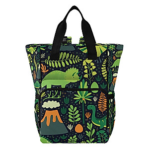 Vnurnrn Cute Hand Drawn Dinosaurs Diaper Bag Backpack Large Capacity Baby Bag Durable Diaper Bag Organizer with Insulated & Pockets Stroller Straps for Shopping Woman Hospital