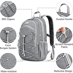 G4Free Mini 12L Hiking Backpack RFID Small Rucksack Compact Multipurpose Daypacks for Men Women Camping Walking Daytrip, Light Grey