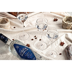 GLASSIQUE CADEAU Crystal Sambuca, Cordial, Digestive Glasses with Long Stem for Sipping After Dinner Drinks | Set of 4 | 3 oz Tall Stemmed Liquor Glassware