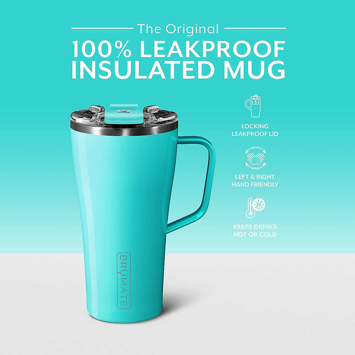 BrüMate Toddy 22oz 100% Leak Proof Insulated Coffee Mug with Handle & Lid - Stainless Steel Coffee Travel Mug - Double Walled Coffee Cup (Glitter Charcoal)