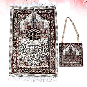 VOSAREA Muslim Prayer Rug Tassel Geometric Printing Prayer Mat Portable Carpet for Meditation Pilgrimage