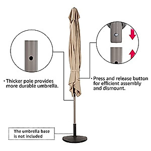 COBANA 7.5’by 4’Half Rectangular Outdoor Patio Umbrella for Patio, Balcony, Garden, Deck, Beige