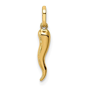 Auriga Fine Jewelry 14K Yellow Gold Italian Horn Pendant for Women (L- 0.79 Inch, W- 0.12 Inch)