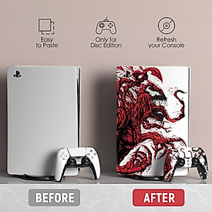 TESSGO PS 5 Skin Disc Edition Anime Console and Controller Vinyl Sticker, Durable, Scratch Resistant, No Bubble, Precisely Line Up, Compatible with Play S tation 5