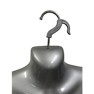 DisplayTown Silver Female Mannequin Hip Long Body Torso Dress Form & Hanging Hook, S-M Sizes