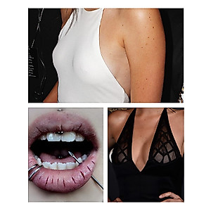 Heienngy Piercing Kit Nipple jewelry kit 14G Surgical Stainless Steel Nipple/Tongue Piercing Jewelry Set 14 Gauge Piercing Needles CZ Silver Black Nipple tongue Ring for Women men Body Piercing Kits