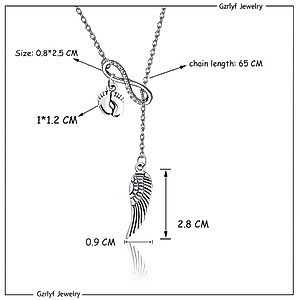 Gzrlyf Miscarriage Necklace Angel Wings Lariat Necklaces Pregnancy Loss Memorial Gifts (silver)