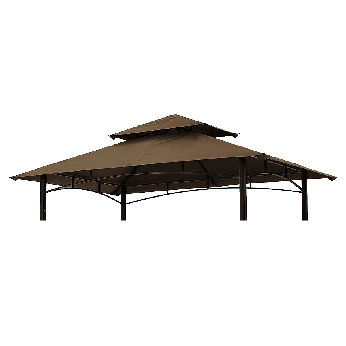 Hugline 5x8 Outdoor Grill Shelter Canopy Top L-GG001PST-F (Brown)+ Mosquito Netting 10' x 10' Outdoor Mesh Netting Screen 4-Panel Sidewall Curtain with Zipper (Khaki)