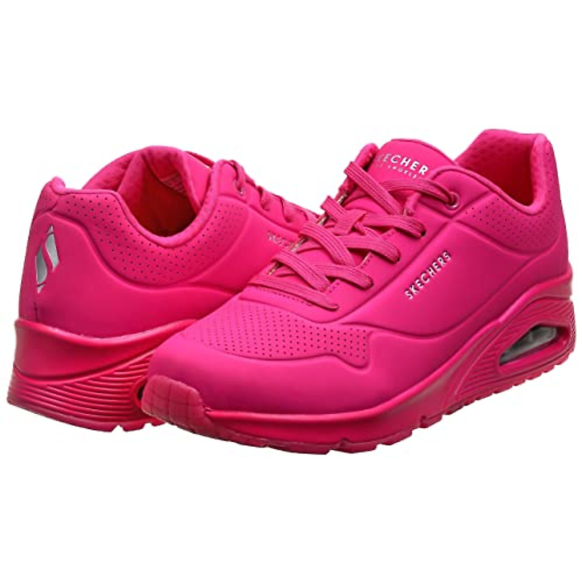 Skechers womens Skecher Street Women's Uno - Night Shades Sneaker, Pink Hot Pink Durabuck Htpk, 7.5 US