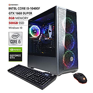 CyberpowerPC Gamer Xtreme VR Gaming PC, Intel i5-10400F 2.9GHz, GeForce GTX 1660 Super 6GB, 8GB DDR4, 500GB NVMe SSD, Wi-Fi Ready & Windows 10 Home (GXiVR8060A10)