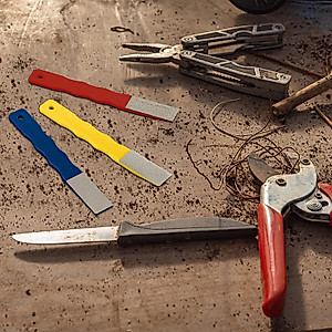 6 Pcs Diamond Sharpening Hones Sets Color Coded Diamond Sharpening Hone Sharpening Stones Diamond Sharpener Set Diamond Paddles Sharpening Tools Flat Hand File Knife Sharpener for Hunting, Outdoor